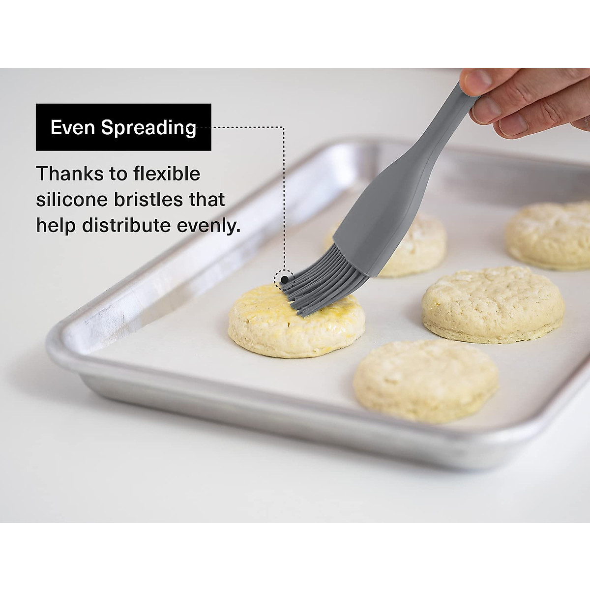 Metal Oxygen Silicone Kitchen Brush Basting - Silicone Cooking Brush - Butter, Sauce & Oil Brush for Cooking - Nylon, Silicone - 3.5 Ounces, Gray