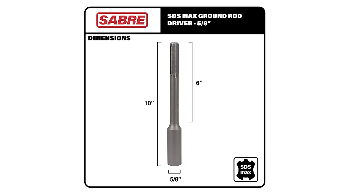 Sabre Tools 5/8" SDS MAX Ground Rod Driver Bit