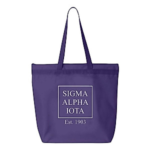Greekgear Sigma Alpha Iota Box Tote Bag Purple