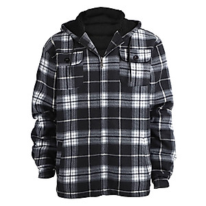 Winter Heavy Warm Sherpa Lined Fleece Plaid Flannel Jacket Men Plus Size S-5XL Big&Tall Mens Coat (X-Large, Black as Shown)