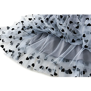 chouyatou Women's Sweet Heart Print Elastic Waist Swing Dance Tulle Long Skirt (One Size, Blue)