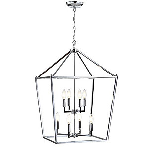 JONATHAN Y JYL7438C Pagoda Lantern Dimmable Adjustable Metal LED Pendant Classic Traditional Dining Room Living Room Kitchen Foyer Bedroom Hallway, 20 in, Chrome