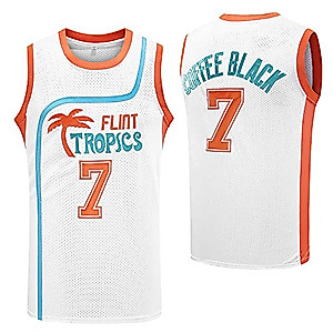 Flint Tropics Jackie Moon #33 Coffee Black #7 Semi Pro 90s Hip Hop Clothes for Party Men Basketball Jersey Green White (7 White, Medium)