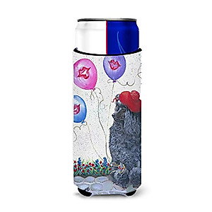 Caroline's Treasures PPP3151MUK Poodle Totally Chic Ultra Hugger for slim cans Can Cooler Sleeve Hugger Machine Washable Drink Sleeve Hugger Collapsible Insulator Beverage Insulated Holder