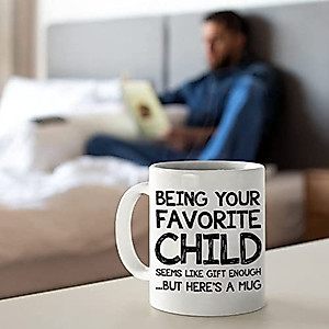 Generic Funny Coffee Mug Being Your Favorite Child Best Mom & Dad Christmas Gifts Unique Gag Xmas Gifts from Daughter, Son, Kids Parents Bday Present Idea Fun Novelty Cup for Men, Women