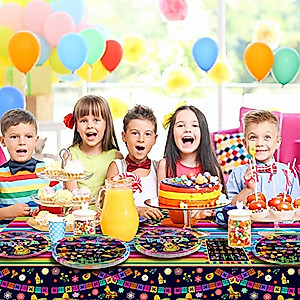 Mexican Fiesta Party Tableware Set,Mexican Party Supplies Decorations，Including 25 Disposable 9&7inch Paper Plates,25 Napkins and 1 Tablecloth for Fiesta Theme Birthday Party, 25 Guests