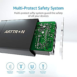 Wall Charger, Arttron 40W 6 Port USB Charging Station, USB Wall Charger multiport and Foldable Plug for iPhone 13/12/11/XR/X/8/7/Plus, iPad Pro/Air 2/Mini, Galaxy S9/S8/S7/S6, Note, LG, HTC and More.