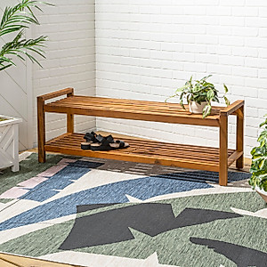 JONATHAN Y BNH102A Blane 50.8" 3-Seat Mid-Century Modern 600-Lbs Support Acacia Wood Slat Outdoor Garden Patio Bench for Garden, Lawn, Backyard, Pool, Deck, Beach, Firepit, Teak