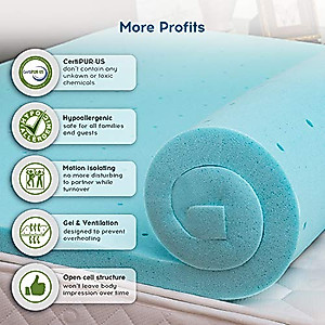 Nelaukoko 2 Inch King Size Memory Foam Mattress Topper King Mattress Foam Pad, Ventilated Gel Bed Topper King