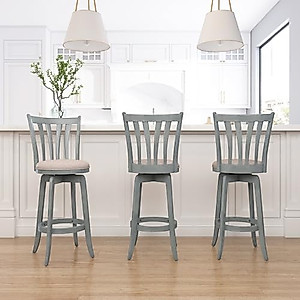 Hillsdale Furniture Savana Wood Bar Height Stool, 30" high, Blue Wire Brush