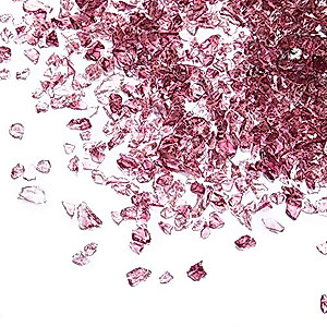 TWINKLING High Luster Fire Glass Gravel Stone Glitter,Broken Glass,Fire Gems Chips,Crushed Glass for Fire Pit Crafts Resin Art Aquarium Garden Decoration,3-6mm,1-Pound Jar (Grape)