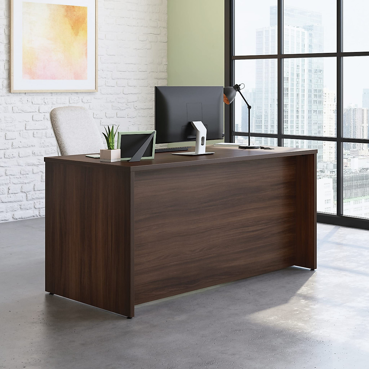 OfficeWorks by Sauder Affirm 60'' Desk Shell, L: 59.06'' x W: 29.53'' x H: 29.29'', Noble Elm