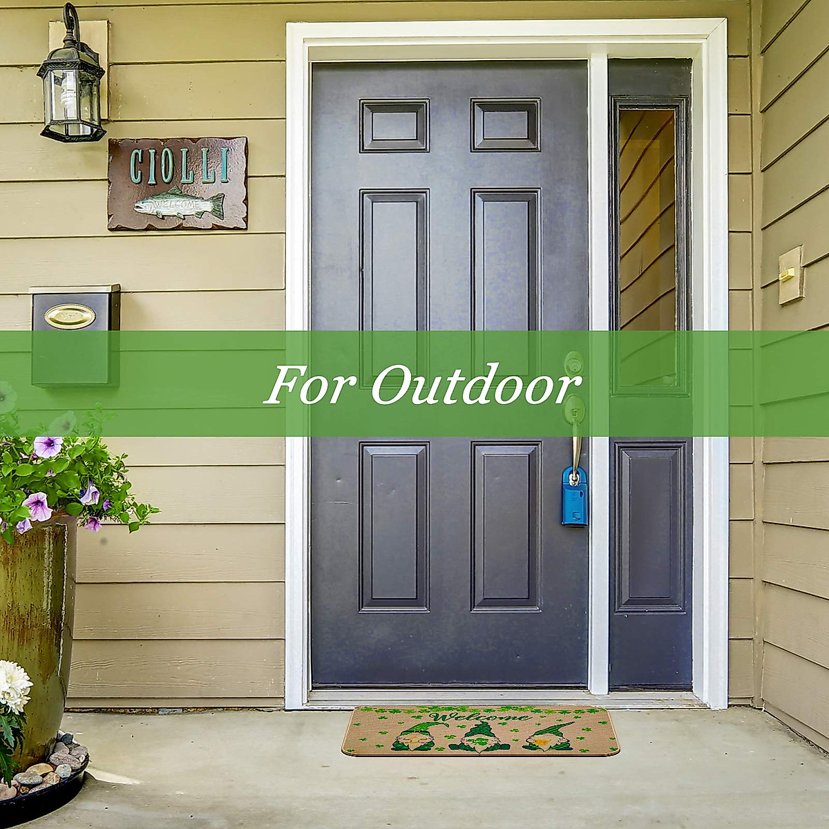 Nuanchu St. Patrick's Day Gnome Mat Welcome Decorative Doormat C Irish Non Slip Rubber Floor Mat Indoor Outdoor Entrance Bathroom Rug for Home Office Garden, 17 x 29 Inch