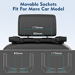 JZCreater Car Headrest Pillow, 180° Adjustable, U- Shaped Design, Head, Neck Support Pillow, Travel Sleeping Car Headrest, Suitable for Kids and Adults (Black)