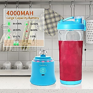 Portable Blender, Personal Size Blender for Shakes and Smoothies, Waterproof 20OZ USB Rechargeable Mini Blender Cup with 6 Sharper Blades 240W powerful Hand-held Blender for Kitchen/Home/Travel