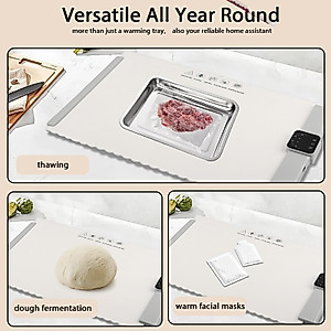 Food Warmer Mat, Roll Up Electric Warming Plate, Portable Silicone Warming Mat with 5 Heat Levels, Heating Tray for Parties Buffet, 26inx15.5in, (Energy Saving)