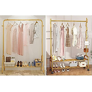 Thick forest Gold Clothing Rack Gold Clothes Rack Gold Garment Rack Heavy Duty Shoes Bags Gold Clothes Organizer Storage Shelves