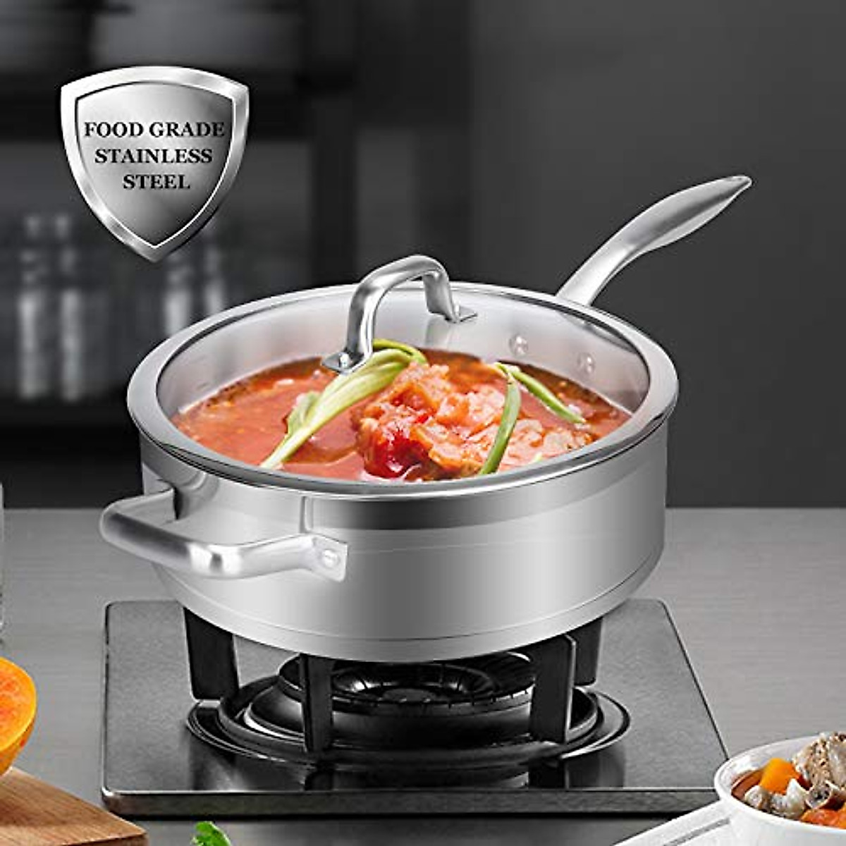 Duxtop Professional Stainless-steel Induction Ready Cookware Impact-bonded Technology (5.5 Qt Saute Pan)