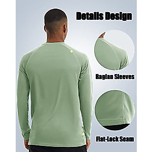 TACVASEN Men's UV Shirt Long Sleeve Swim Sun Protection Tops Running Shirts Outdoor Rash Guard Performance Tee Quick Dry Swimwear for Men Light Green