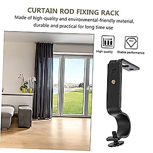 CAXUSD 4pcs Curtain Rod Holder Shower Curtain Hangers L Brackets Heavy Duty Metal Clothes Hanger Curtain Rod Rack Drapery Rod Hanger Simple Curtain Rod Brackets Pretty Bases Black Ceiling