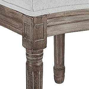 CangLong Farmhouse Dining Room Accent Chairs, French Distressed Bedroom Chairs with Round Back, Elegant Kitchen Chairs Side Chair, Set of 2, Fabric Back in Beige