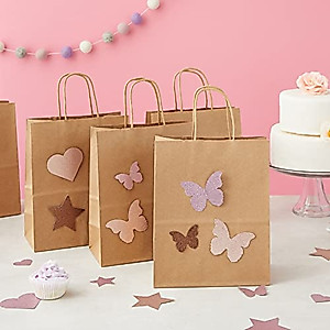 Medium Kraft Paper Gift Bags with Handles (Brown, 8x10 In, 12 Pack) for Birthday Party Favors