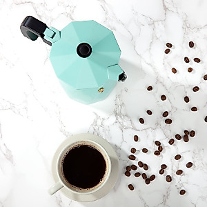 Holstein Housewares - 6 Cup Aluminum Stovetop Espresso Maker and Moka Pot - Great Tasting Traditional Espresso Coffee, Italian and Cuban Café Brewing in Minutes, Mint