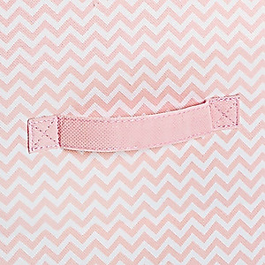 mDesign 21.65" High Steel Frame/Wood Top Storage Dresser Furniture Unit with 5 Removable Fabric Drawers - Wide Bureau Organizer for Bedroom, Living Room, Closet - Spira Collection, Pink/White