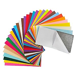 Jtnohx Self Adhesive Felt Sheets, Adhesive Backed Felt, 33 Pcs 4" x 8" Felt Adhesive, 33 Colors Sticky Back Stiff Felt for Crafts DIY Sewing School Projects Decoration