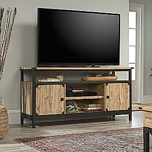 Sauder Steel River TV Stand with Doors, L: 60.24" x W: 19.09" x H: 29.72", Milled Mesquite Finish