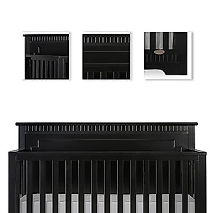 Dream On Me Morgan 5 in 1 Convertible Crib in Black, Greengaurd Gold Certified, Built of Sustainable New Zealand Pinewood