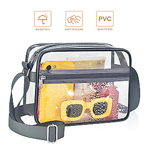 MAY TREE Clear Bag for Stadium Events Clear Messenger Bag Suitable for Concert and Sports Events, Grey-Large