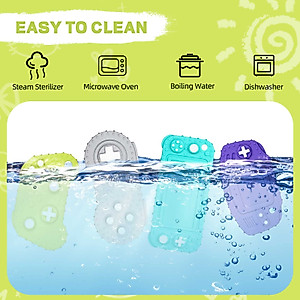 Fu Store 4-Pack Silicone Teething Toys for Infant Toddlers, Remote Control Game Controller Shape Teethers for Babies Chew Toys Relief Soothe Babies Gums Set, BPA Free/Dishwasher and Refrigerator Safe