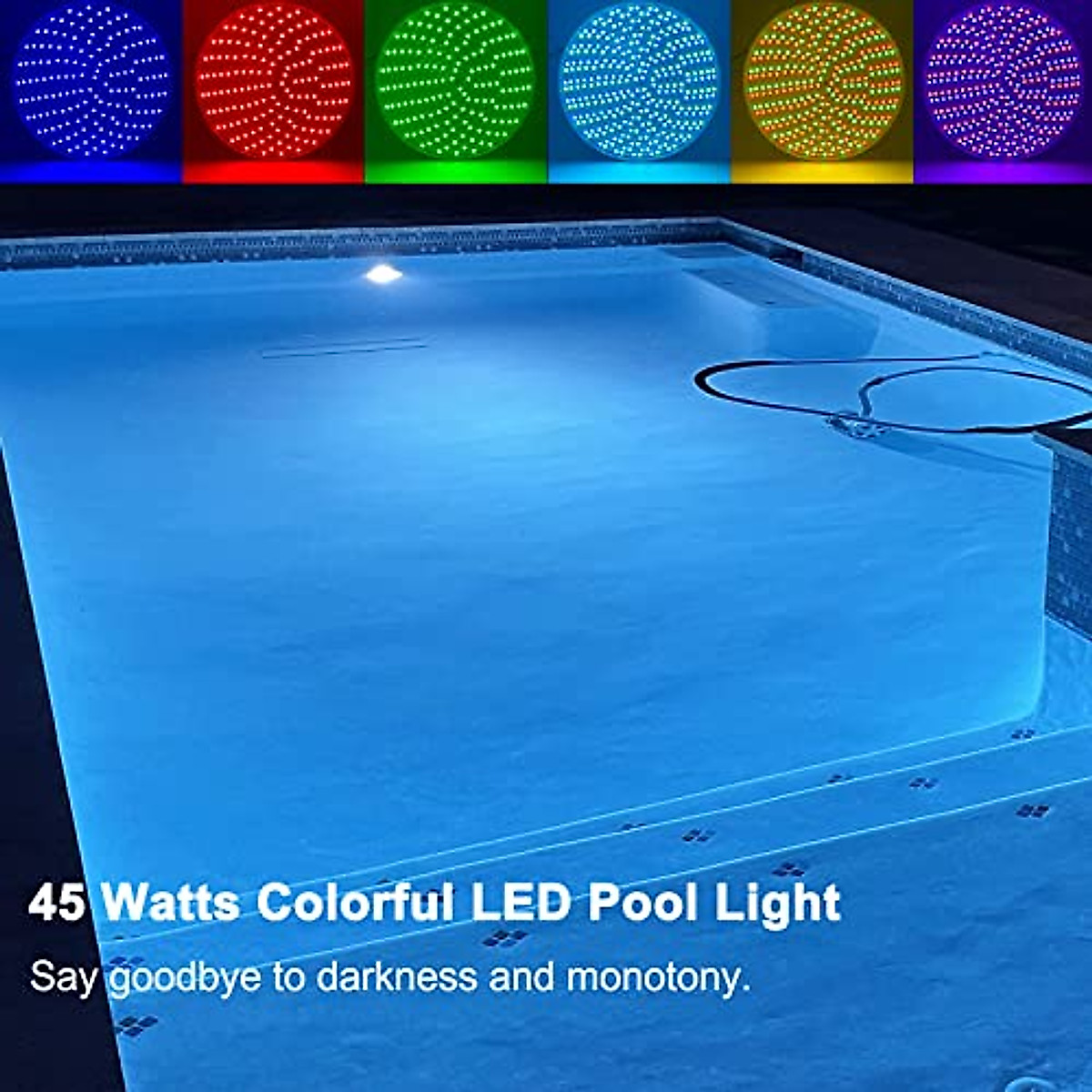 Pool Lights for Inground Pools, 120V 45W Color Changing Pool Light Bulb with Remote Control, Replacement Bulb for Pentair, Hayward and Other E26 Screw in Type Bulbs