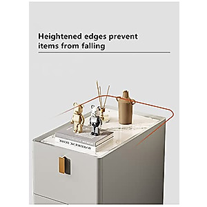 NIUYAO Nightstand Modern Solid Wood with 2-Drawer Storage Bedside Table Marble Top Practical End Side Table Bedroom Furniture -White/Gold 10" L x 16" W x 20" H