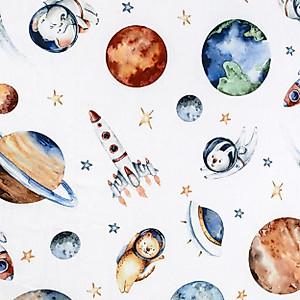 Outer Space Crib Sheet | Extra Soft and Stretchy Jersey Knit Cotton | Unique Watercolor Design
