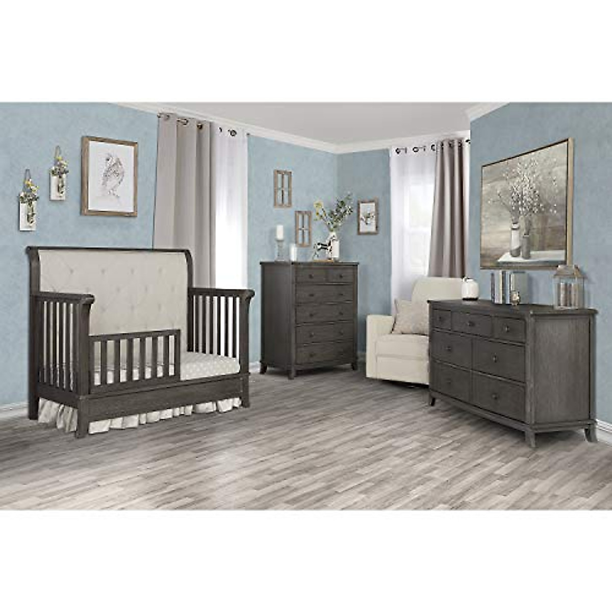 Evolur Signature Amsterdam 5-in-1 Convertible Crib, Smokey Brushed Grey
