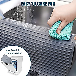 Silicone Sink Saddle - LONGER and BIGGER 17.75" x 12" - Glassware and Sink Protector Mat for Kitchen, Pots, Pans and Dishes