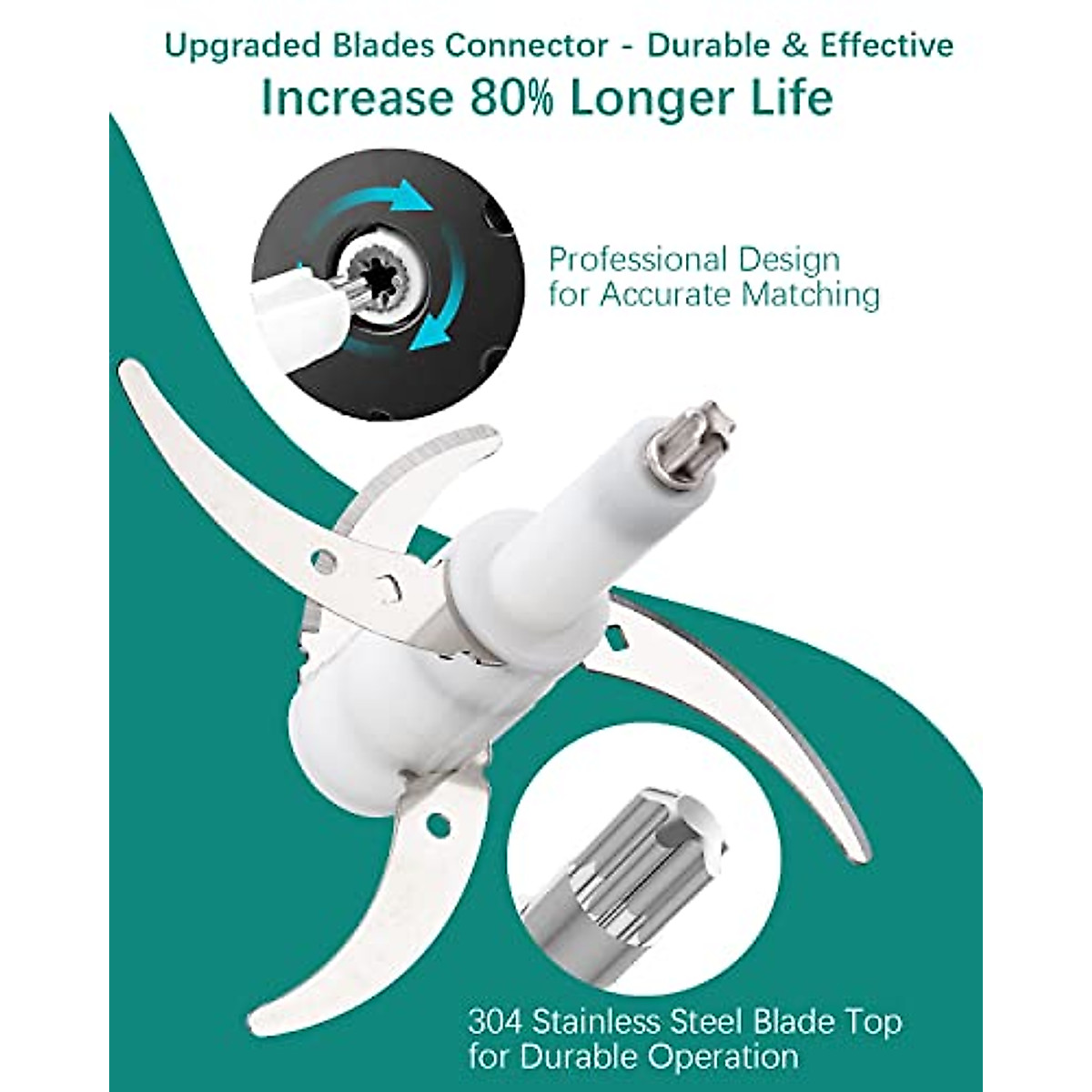 Meat Grinder Electric Food Chopper Processor by Homeleader 8 Cup Chicken Grinder Chopper with Stainless Steel Bowl for Lean Ground Meat Vegetables Fruits Nuts Ice Fast and Slow 2 Speeds 4 Sharp Blades Pure Copper Motor