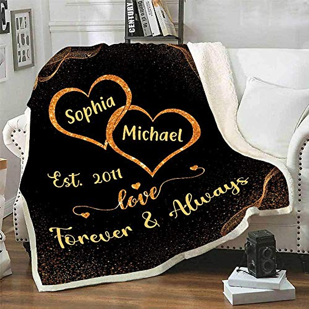 Customized Fleece Blankets for Wife with Husband's Name, Best Gift for Your Life Partner with Quotes, Valentine's Day Gifts, Birthday Gift, for Wife, Supersoft and Cozy Blanket