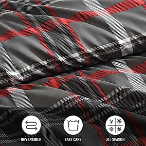Eddie Bauer - Queen Duvet Cover, Reversible Bedding Set with Matching Shams, Cozy Home Decor (Willow Plaid Grey, Queen)
