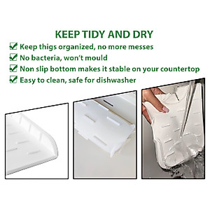 2 Pcs White Silicone Faucet Handle Drip Catcher Tray - Drip Catcher for Sink Faucet – Kitchen Faucet Drip Mat - Sink Faucet Splash Guard - Faucet Pad - Counter Faucet Mat - Silicone Sink Protector.