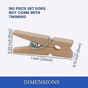 Mini Clothes Pins for Photo,Natural Birchwood, Strong Grip Tiny Clothespins,180 Pack 1 Inch Durable Wooden Small Clothes Pins,Mini Clothes Pins for Crafts, Photos,Little Baby Shower