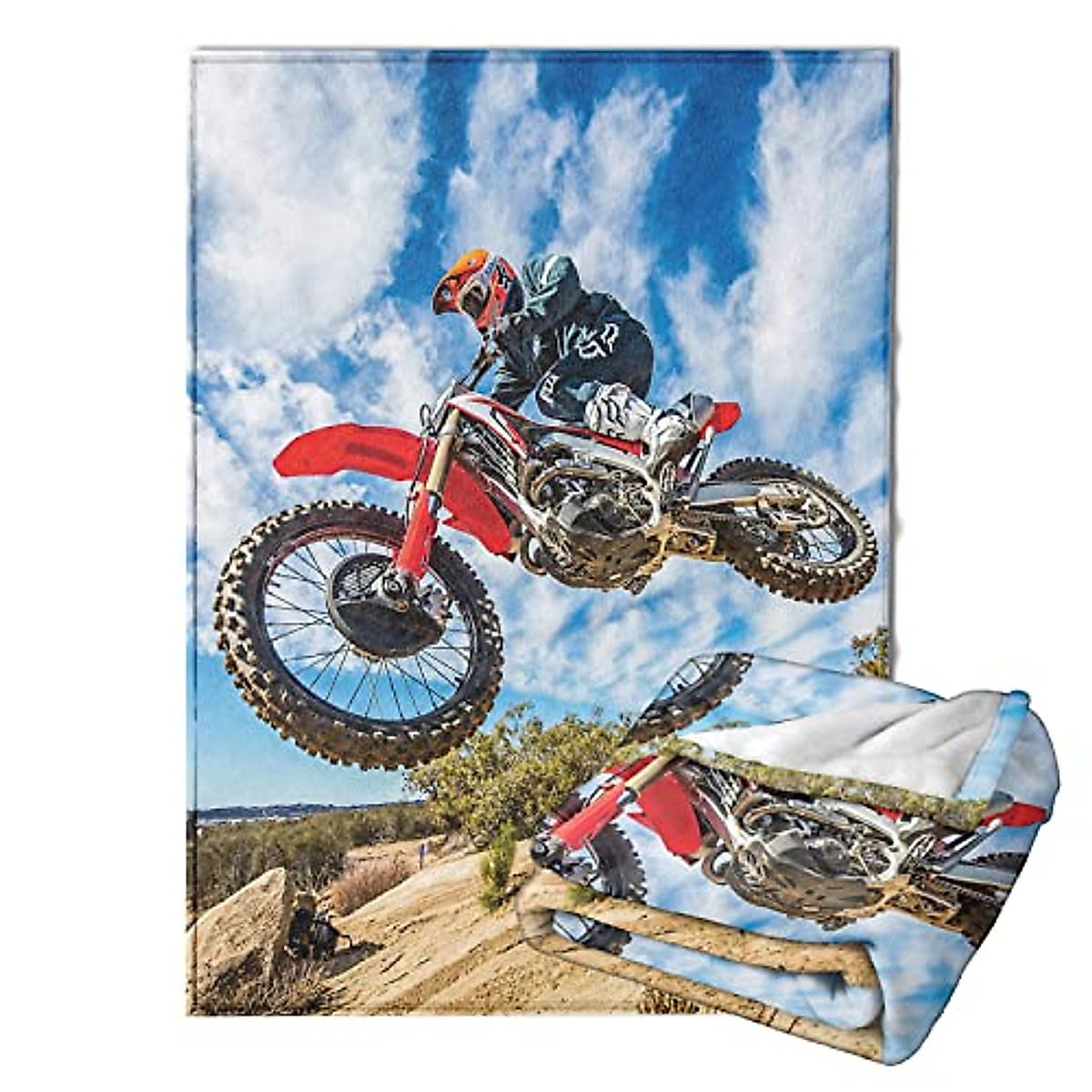 Ultra Soft Blanket Dirt Bike Throws Blanket Plush Fuzzy Lightweight Couch Sofa Bed Warm Cozy Flannel Blanket for Kids and Adults Gift 50"X40"