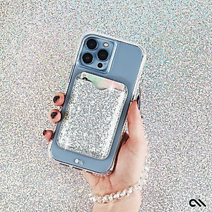 Case-Mate Magnetic Wallet for iPhone [Card Holder] [Holds up to 3 Cards & Cash] - Vegan Leather MagSafe Wallet - Magnetic Phone Card Holder for iPhone 15 Pro Max / 15 Pro /14 Plus /14/13/12 - Sparkle