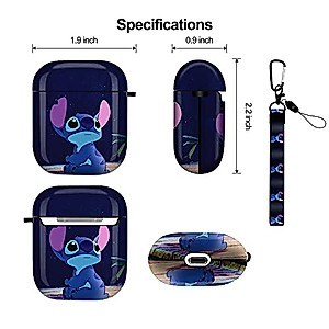 Airpods Case Designed for Apple AirPods 2 & 1,Full Protective Case Cover with Keychain and Lanyard, Shockproof Anti Case for Airpods Charging Case (Looking up to Stitch)