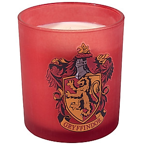 Harry Potter Gryffindor Candle, Large 8 oz - Amber & Vanilla Scented - Soy and Coco Wax in Glass Votive - Christmas Hogwarts House Gift for Teens, Men, Women, Adults