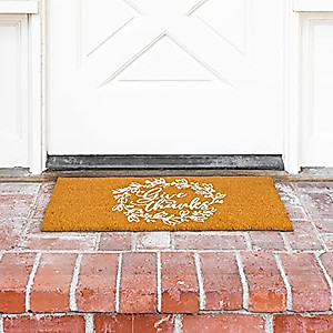 Juvale Thanksgiving Welcome Mat for Front Door,-Outdoor-Fall Rug for Porch, Give Thanks (30 x 17 in)