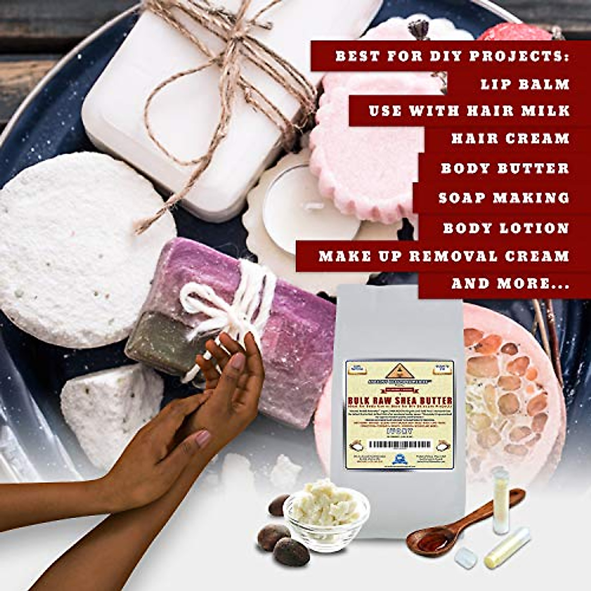 ANCIENT HEALTH REMEDIES Organic Unrefined Raw AFRICAN IVORY WHITE SHEA BUTTER BLOCKS/JAR Bulk Size Grade A for Anti Aging Dry Skin Base for DIY Body Butter, Beauty(Ghana) (10-3/8 x 5-1/4 x 3)