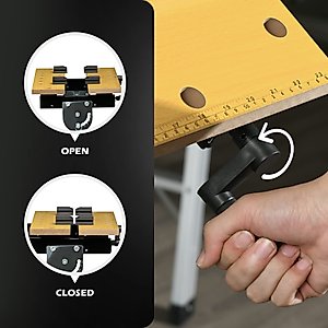 HOMCOM Work Bench Tool Stand with Adjustable Height and Angle, Carpenter Saw Table with 4 Clamps, Steel Frame, 220lbs Capacity
